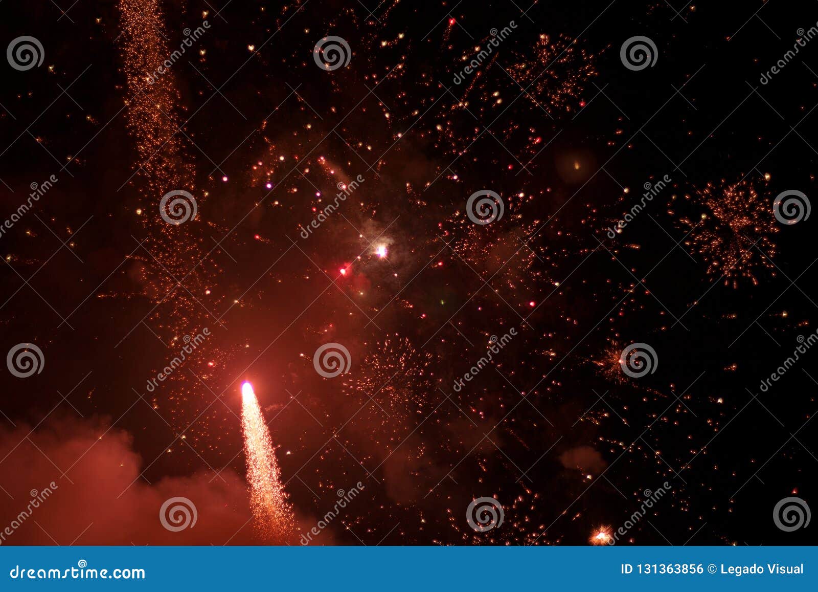 Fireworks at Night in the Sky 1 Stock Photo - Image of colorful, black ...