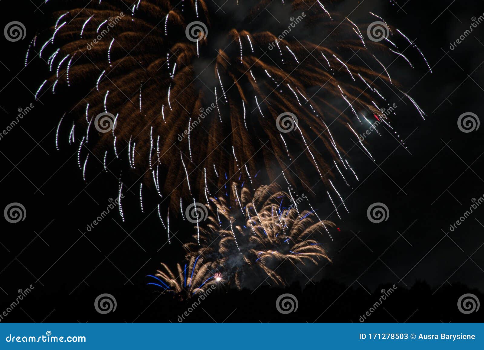 Fireworks in the night sky stock image. Image of show - 171278503