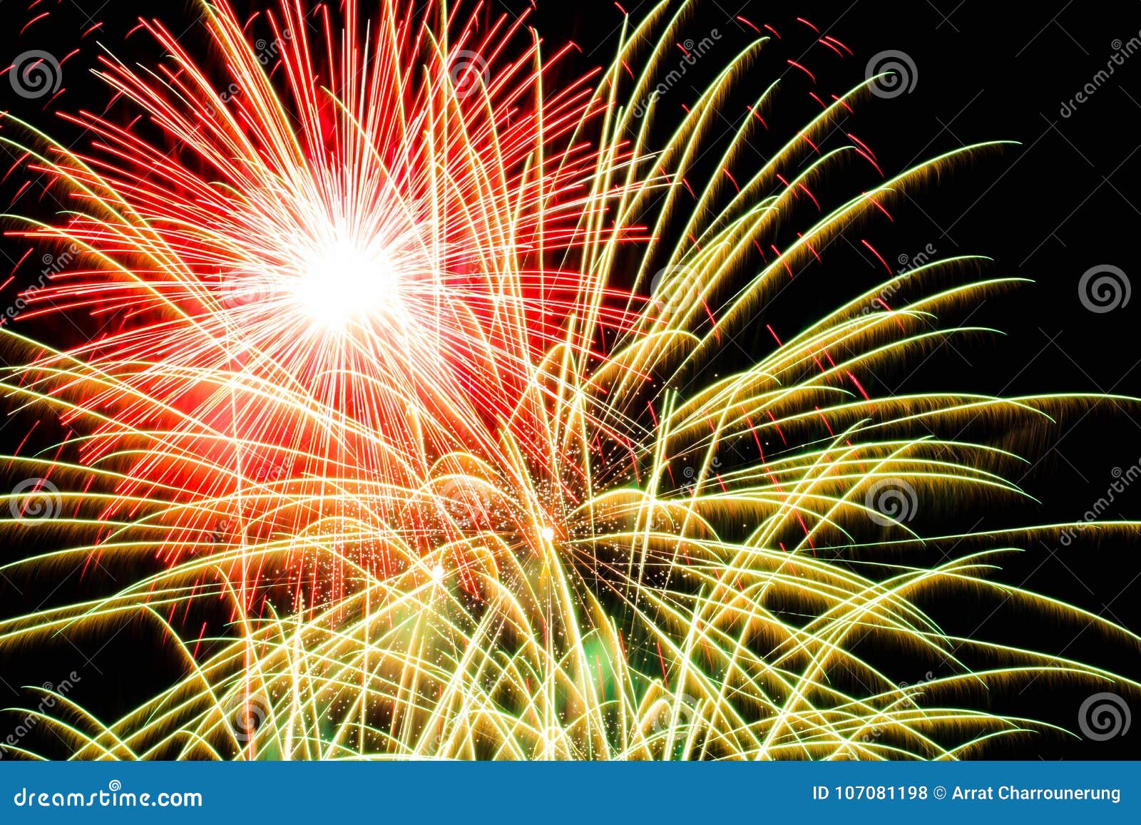 Fireworks in the night sky stock photo. Image of festive - 107081198