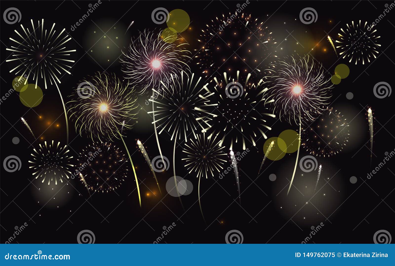 Fireworks in the Night Sky. Vector Clipart Stock Illustration ...