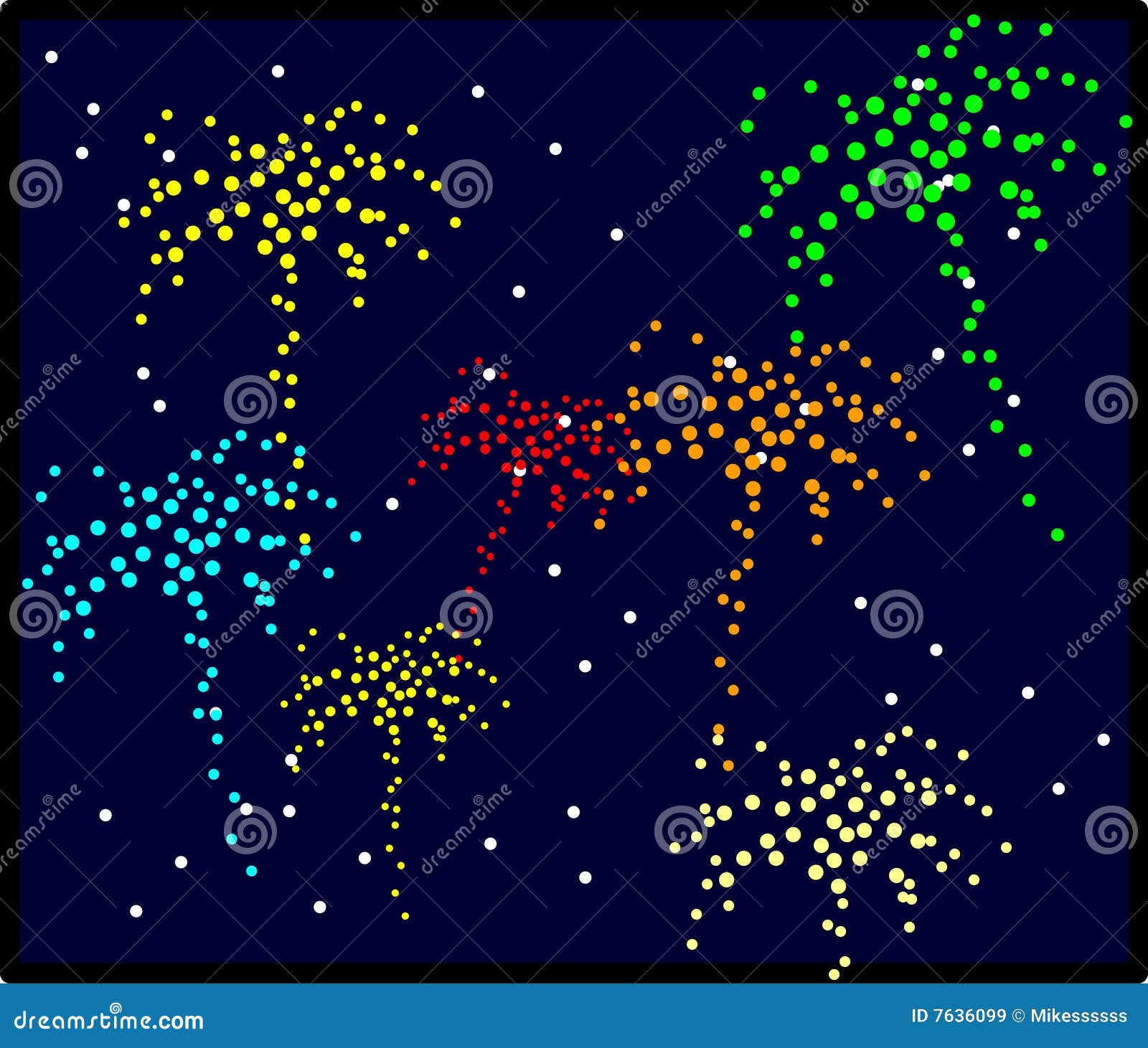 Fireworks in the Night Sky Vector Illustration Stock Vector ...