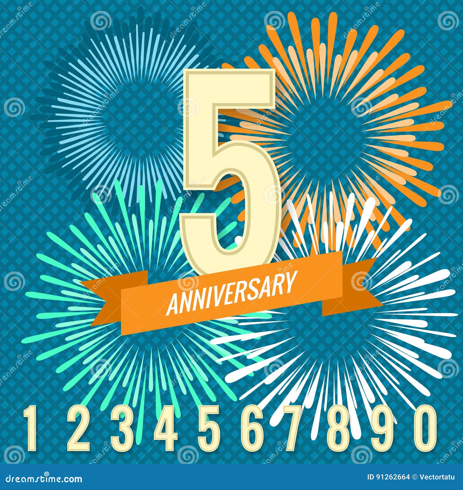 Fireworks and Numbers Anniversary Banners Stock Vector - Illustration ...