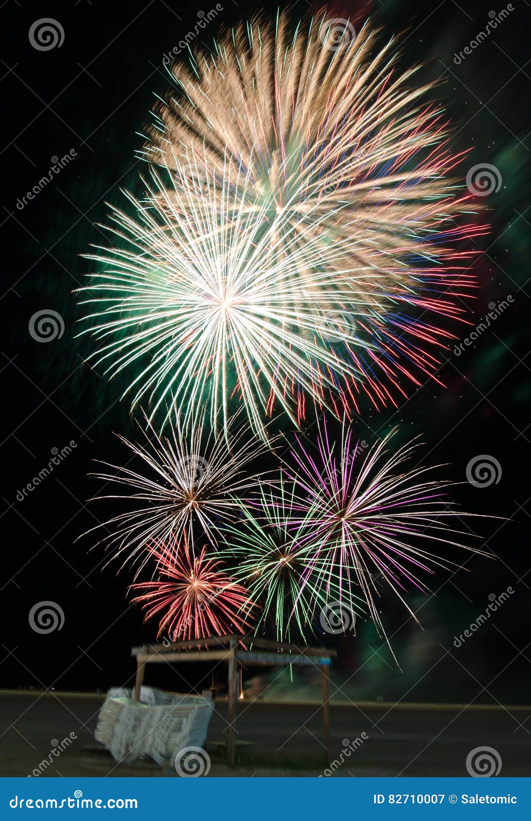 Fireworks Over Beach on Independence Day Stock Image - Image of ...