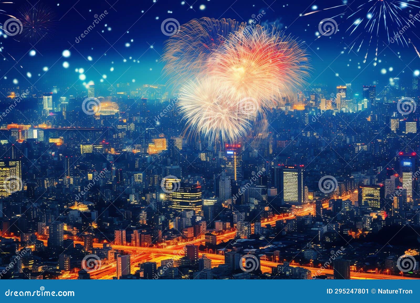 Fireworks in the City Fireworks Over the City Stock Illustration ...