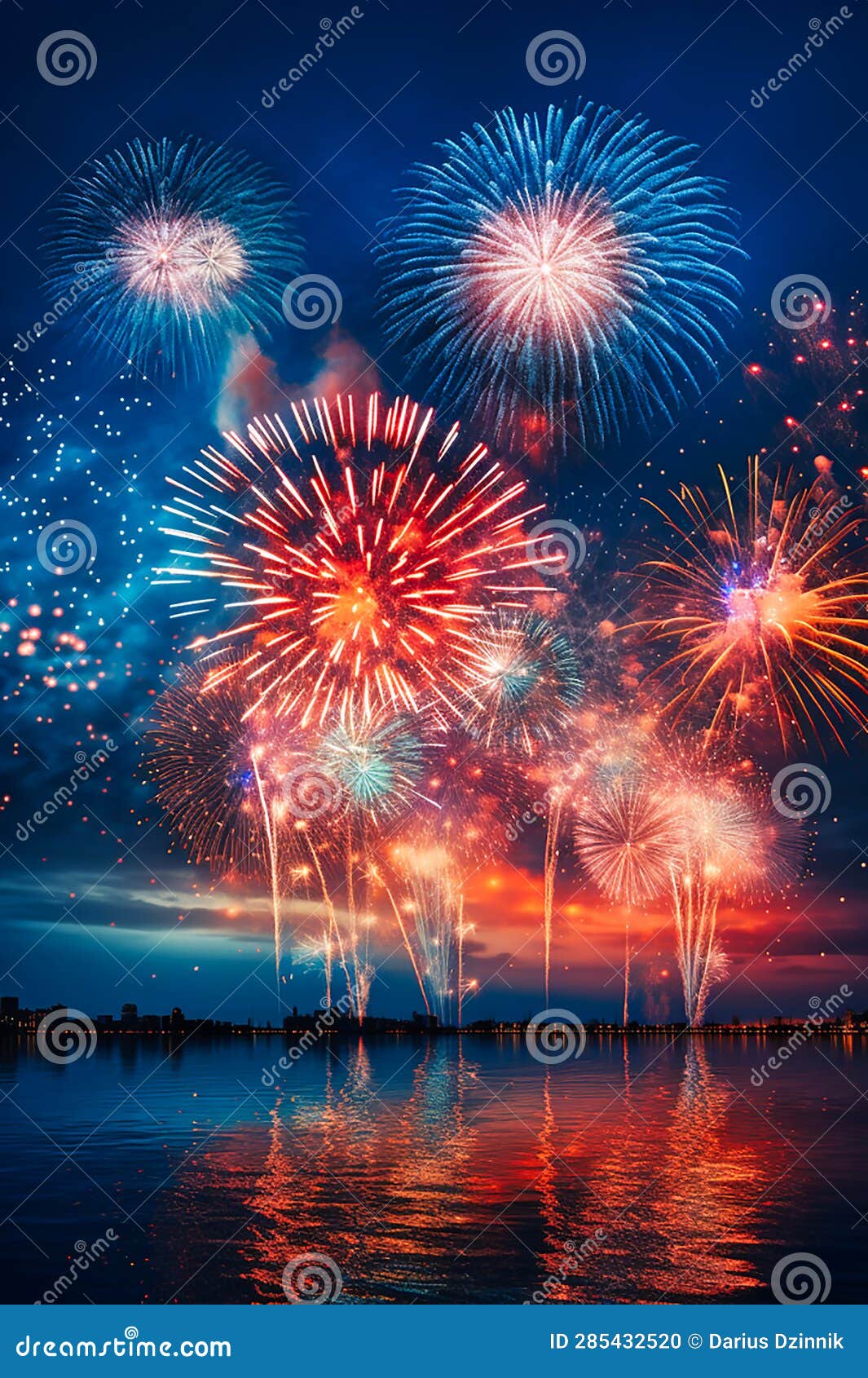 Fireworks Over the City. AI Generative Stock Photo - Image of ...