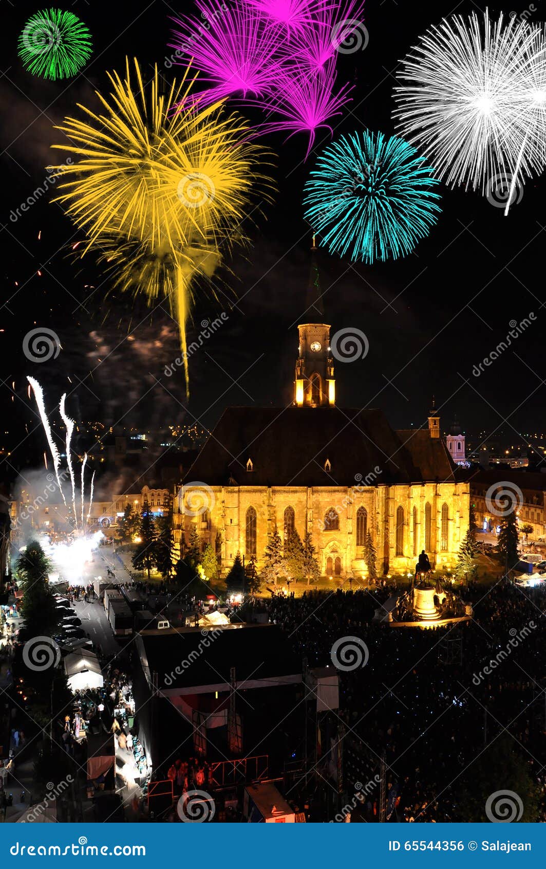 Fireworks over the city stock photo. Image of light, freedom - 65544356