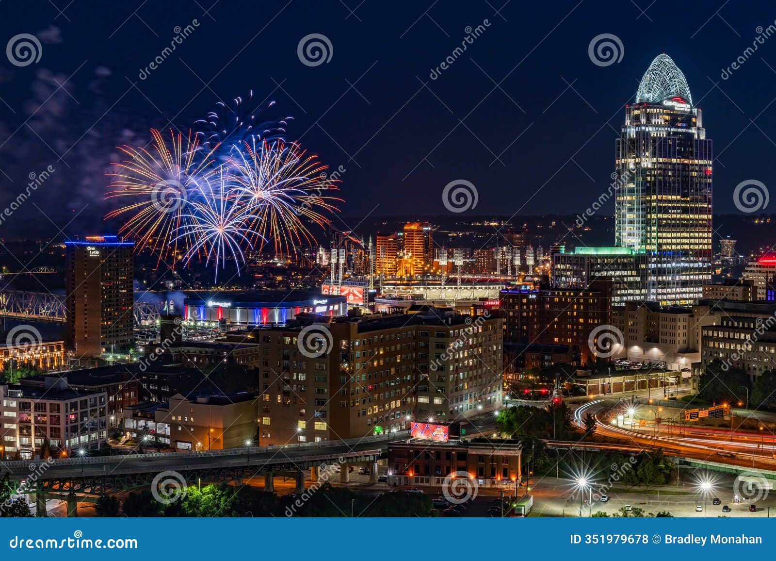 Fireworks Over Downtown Cincinnati Ohio Stock Photo - Image of ...