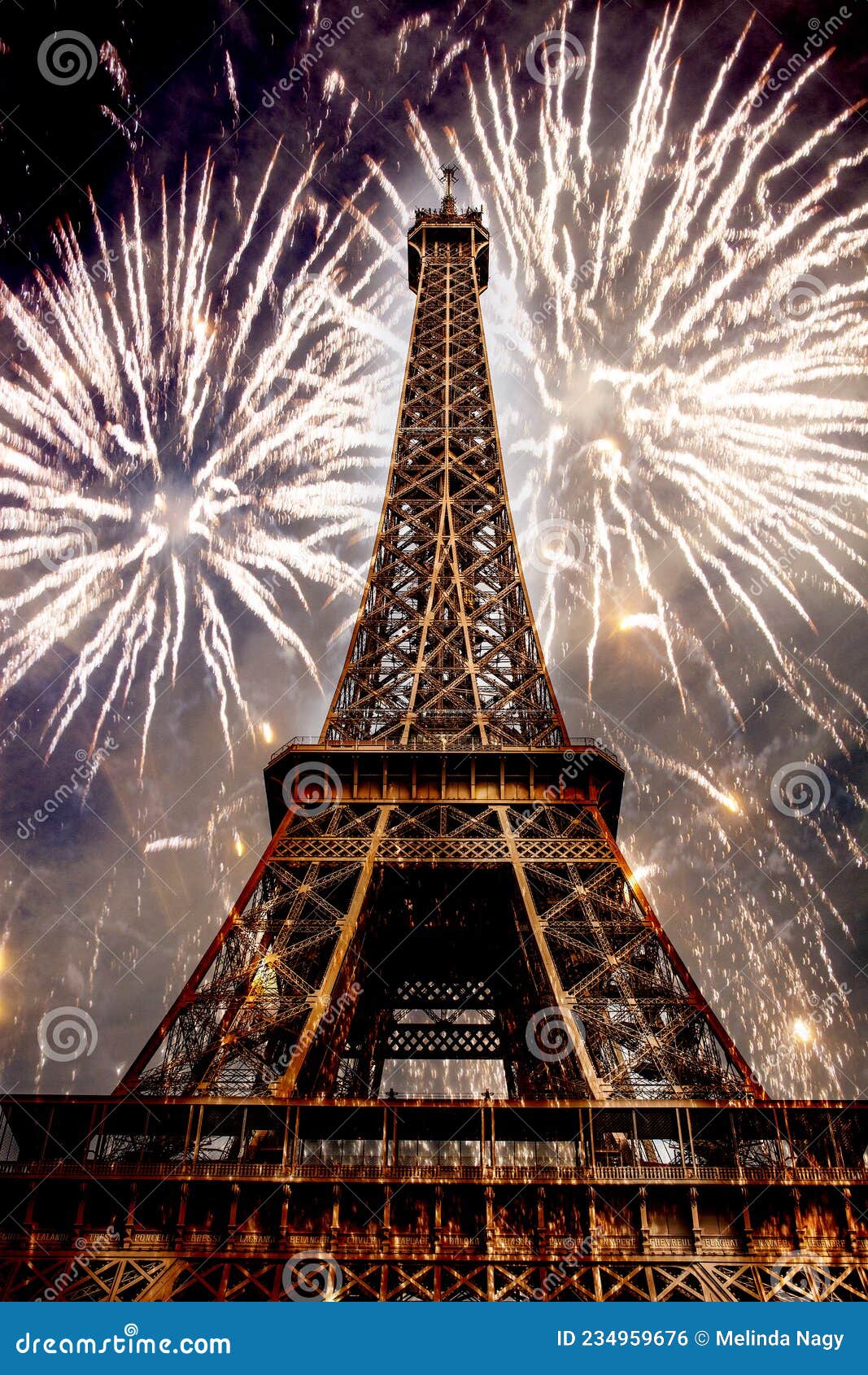 Fireworks Over the Eiffel Tower New Year in Paris Stock Photo - Image ...