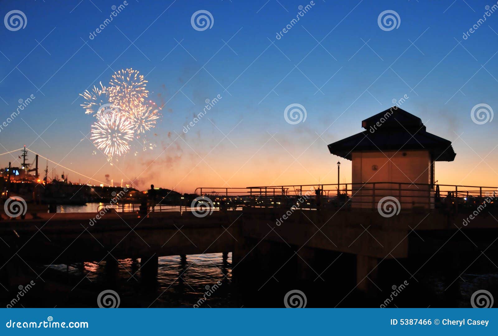 Fireworks Over Harbor stock photo. Image of celebrate - 5387466