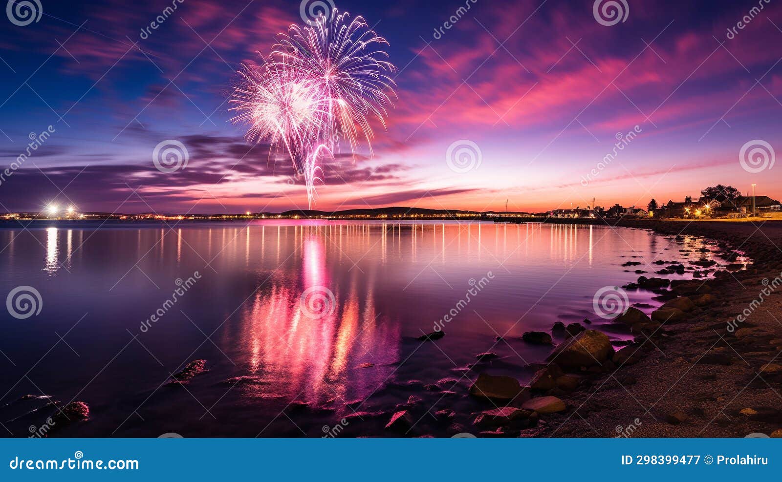 Fireworks Over the Harbor stock image. Image of fireworks - 298399477