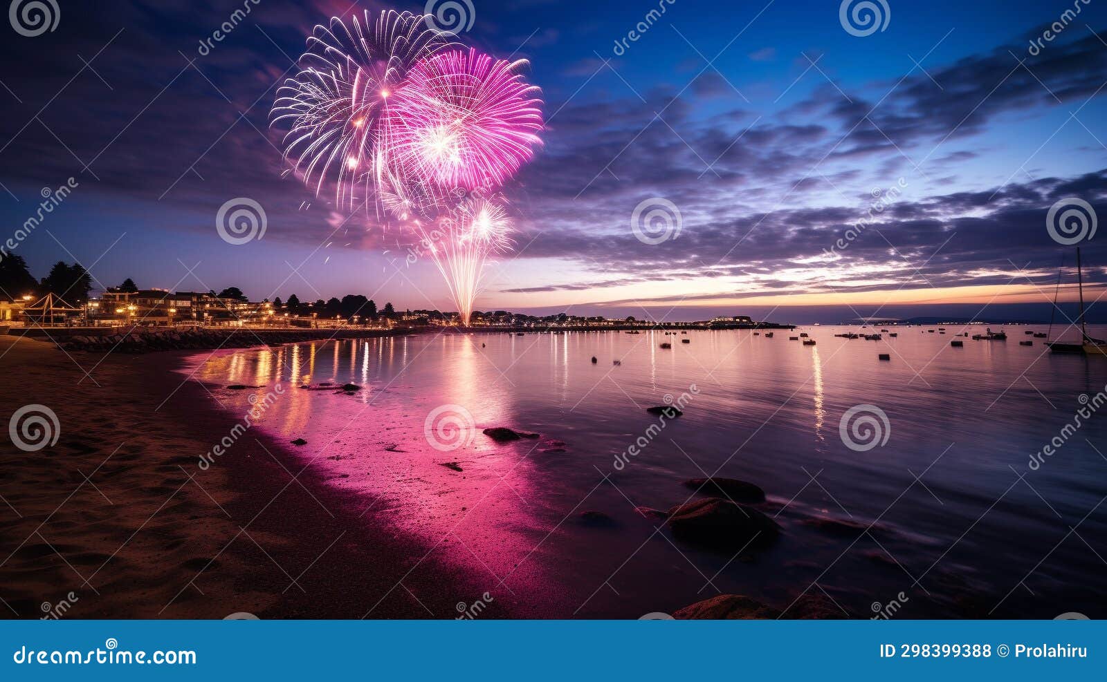 Fireworks Over the Harbor stock photo. Image of sparkling - 298399388