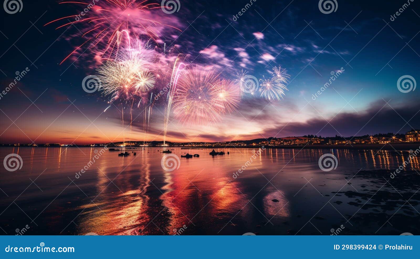 Fireworks Over the Harbor stock photo. Image of dynamic - 298399424