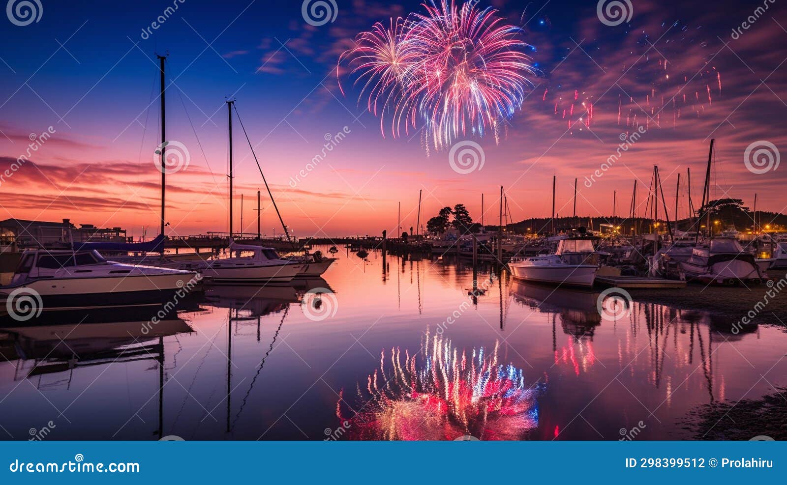 Fireworks Over the Harbor stock photo. Image of illumination - 298399512