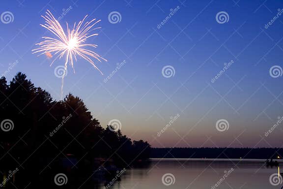 Fireworks over the lake stock image. Image of holiday - 10230681