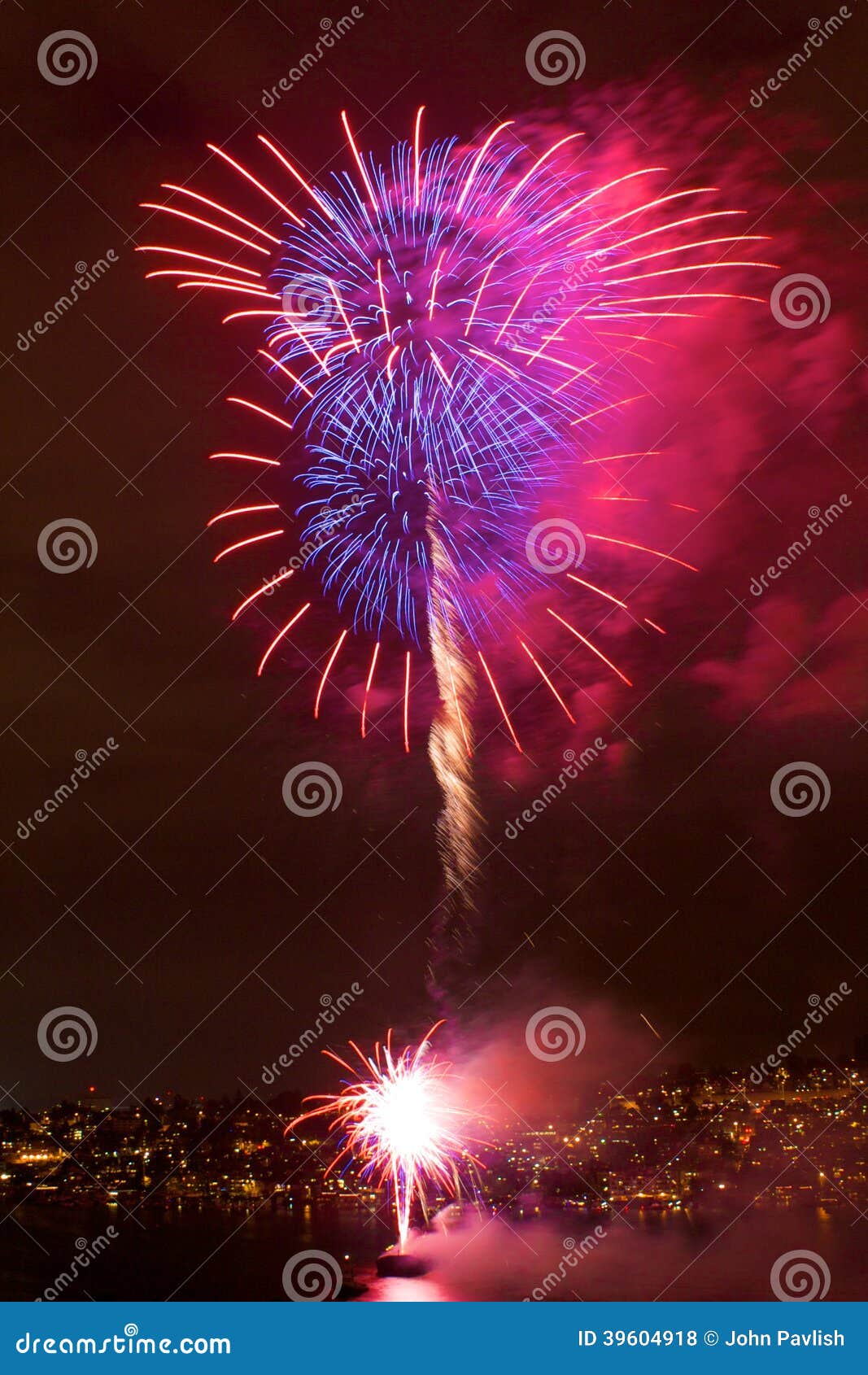 Fireworks Over Lake Union in Seattle Stock Photo - Image of seattle ...