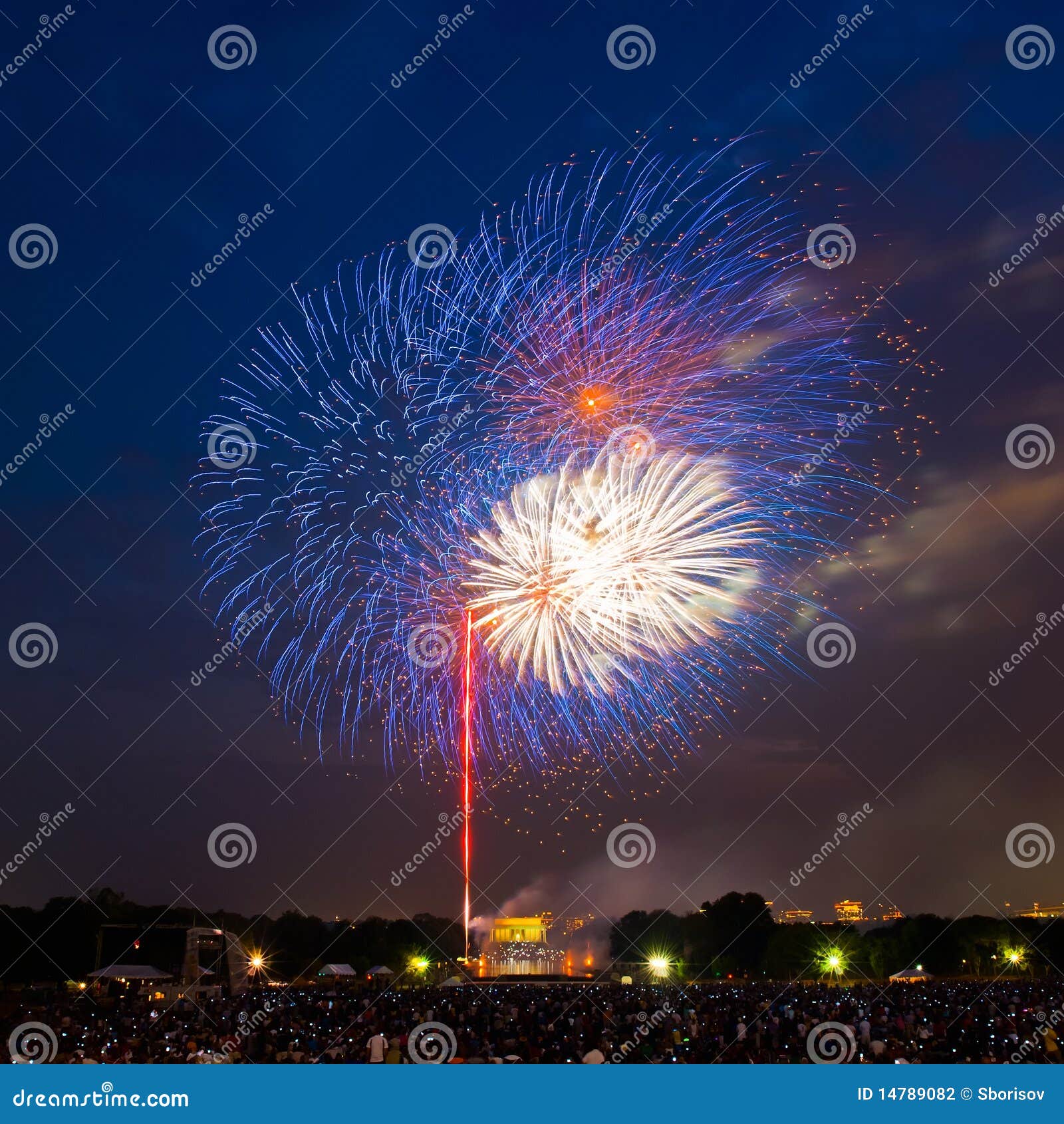 Fireworks Over Lincoln Memorial Stock Photo - Image of events, color ...