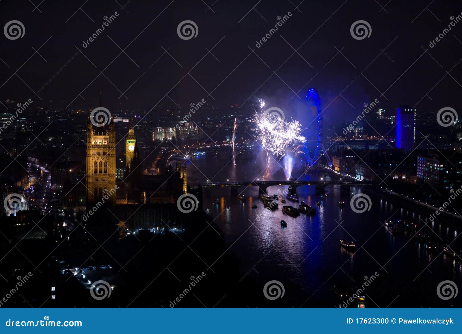 Fireworks Over London Eye and Westminster Editorial Image - Image of ...