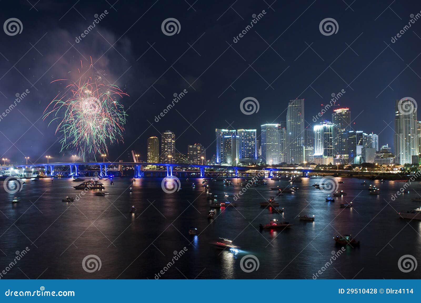 Fireworks Over Miami stock photo. Image of beautiful - 29510428