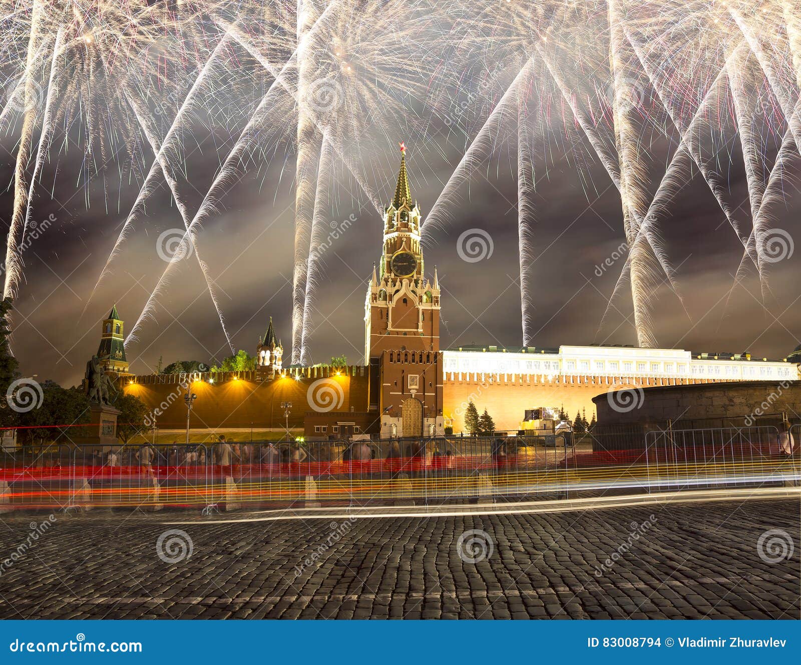 Fireworks Over the Moscow Kremlin, Russia Stock Photo - Image of ...