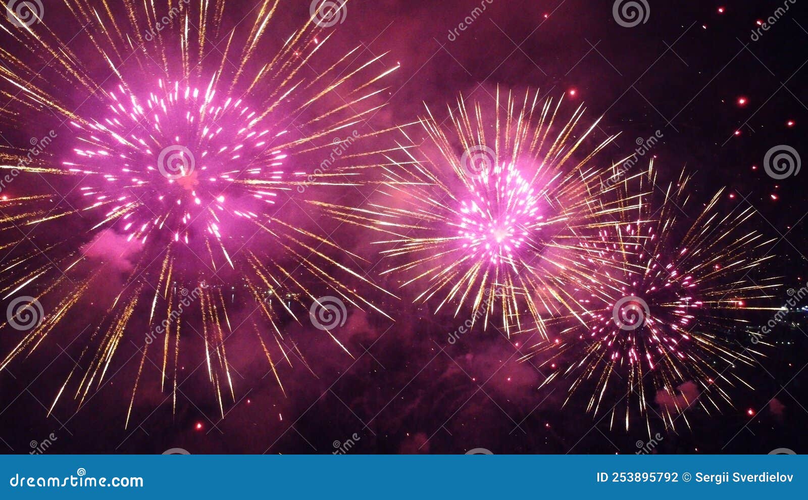 Fireworks Over the City Aerial View Stock Photo - Image of aerial ...