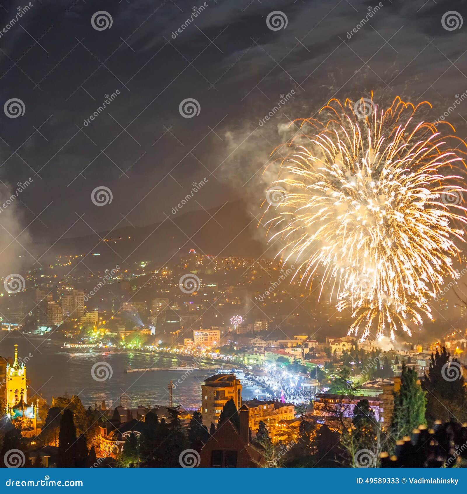 Fireworks Over the Night City Stock Image - Image of desire, star: 49589333