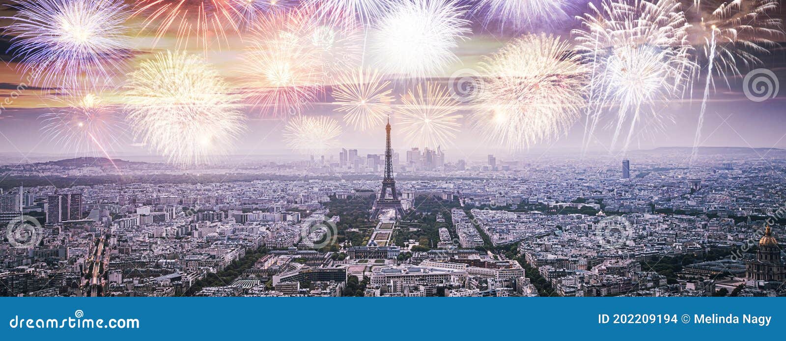 Fireworks Over Paris with Iconic Eiffel Tower Stock Photo - Image of ...