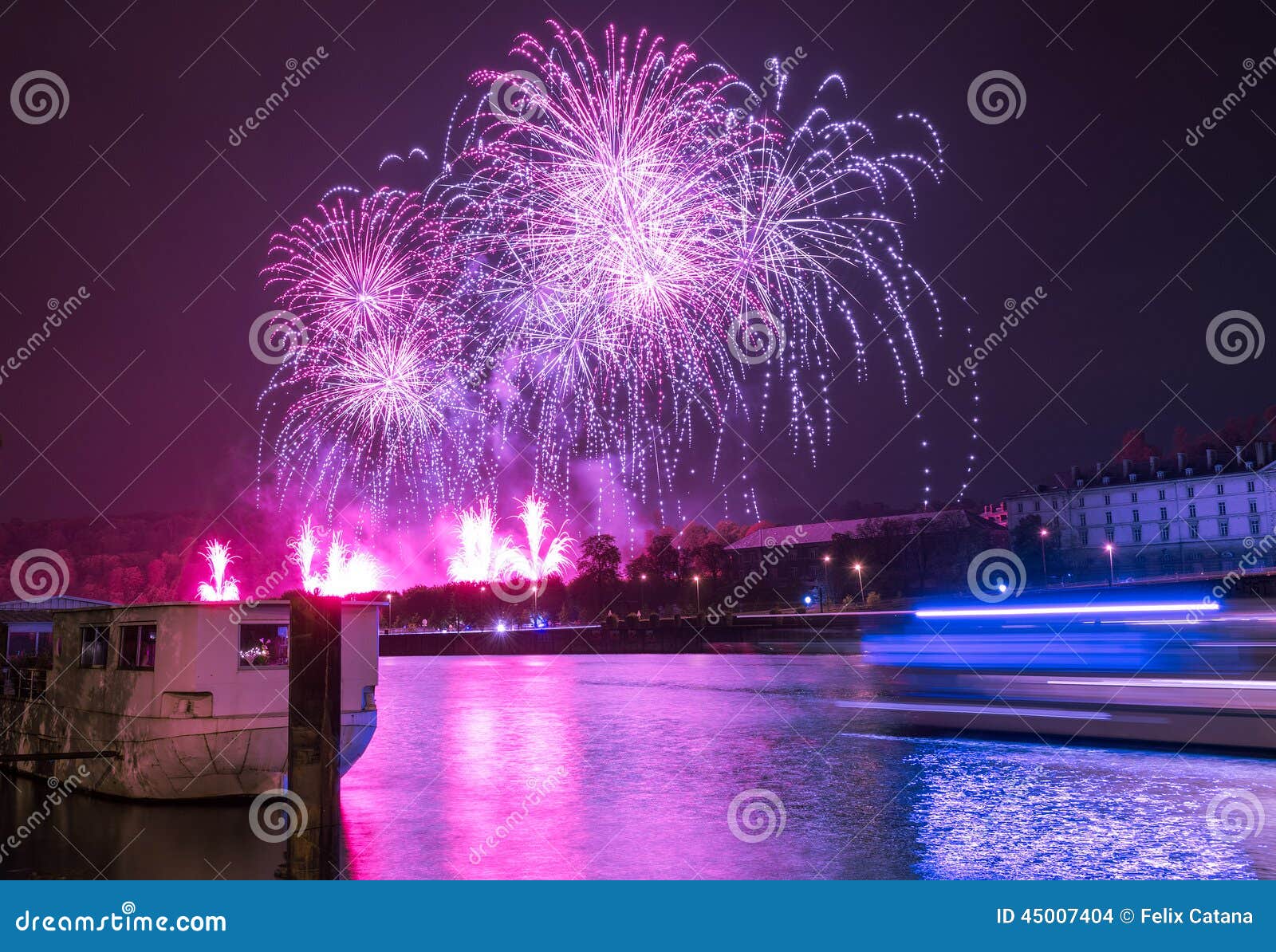 Fireworks Over Water Stock Image | CartoonDealer.com #1039219