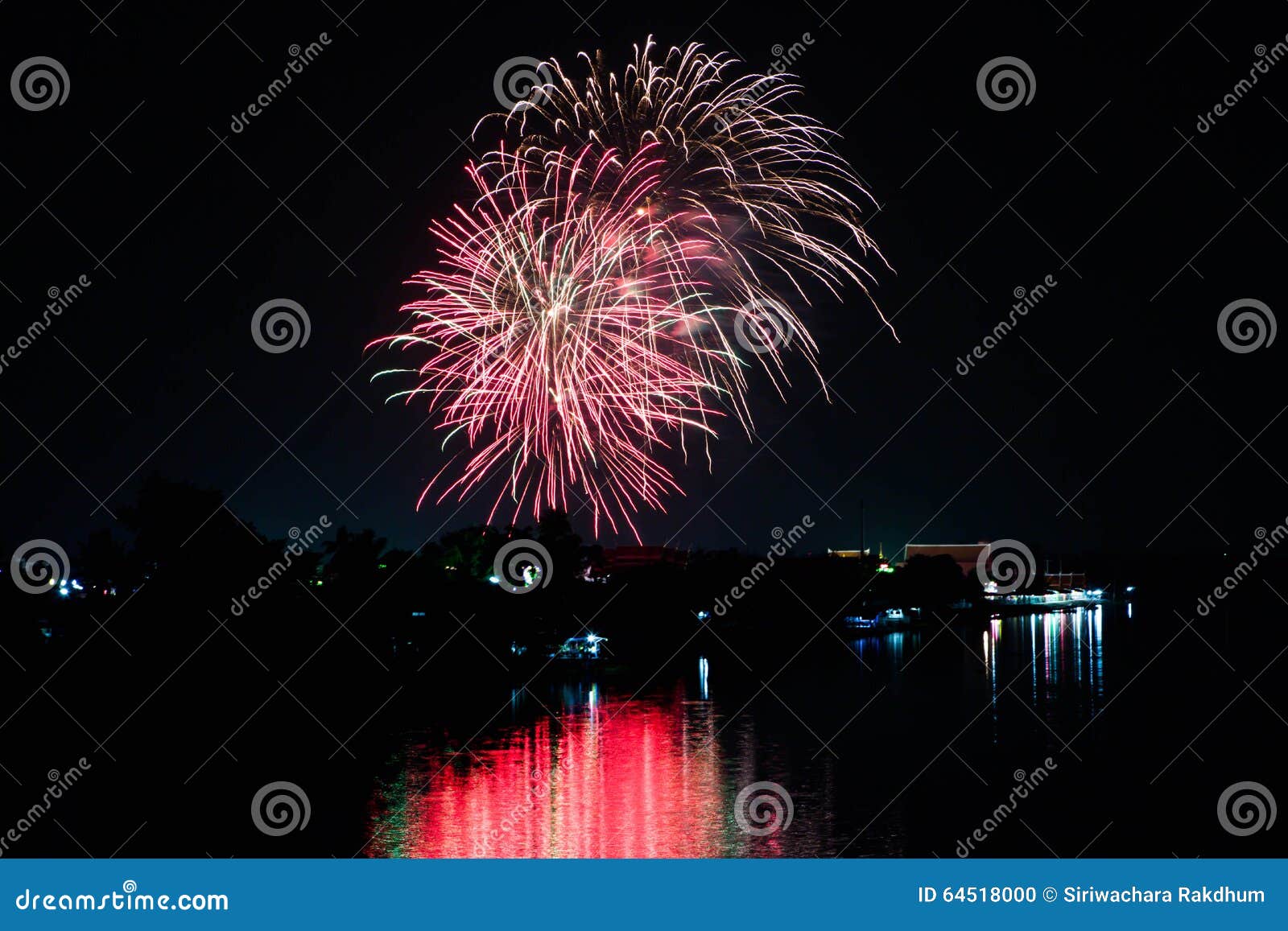 The Fireworks Over the River Stock Photo - Image of july, colorful ...