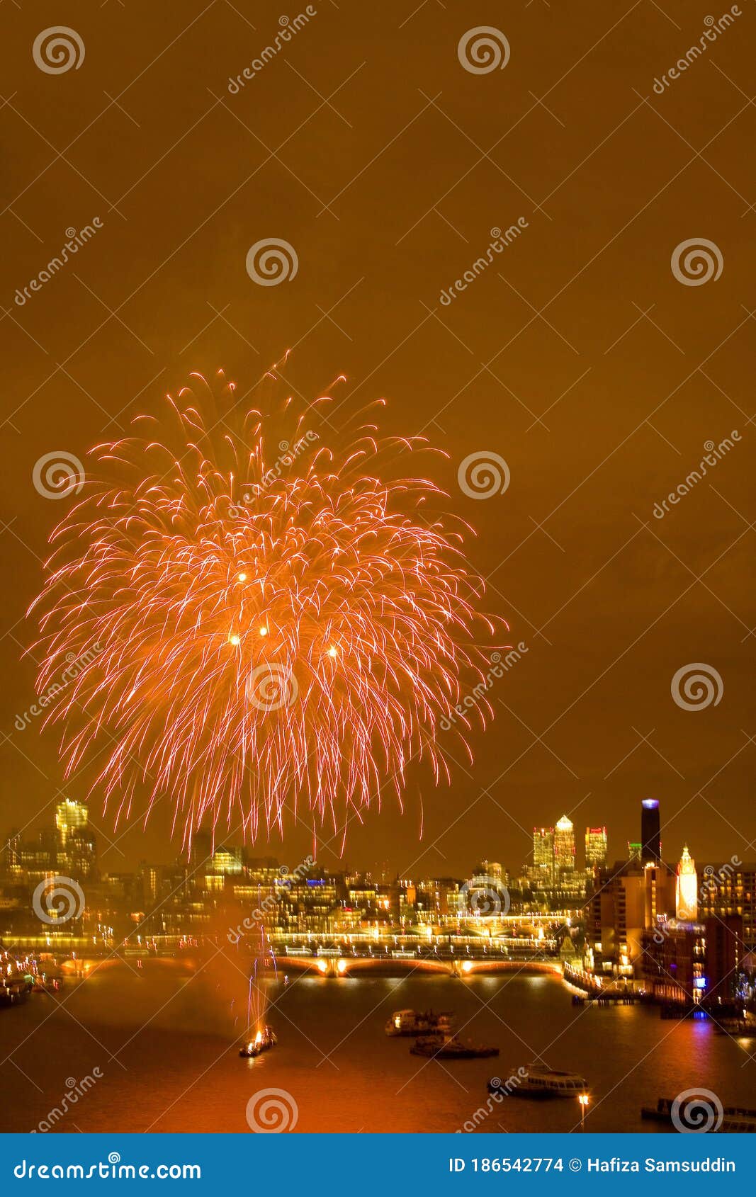 Fireworks Over River Thames. Conceptual Image Stock Photo - Image of ...