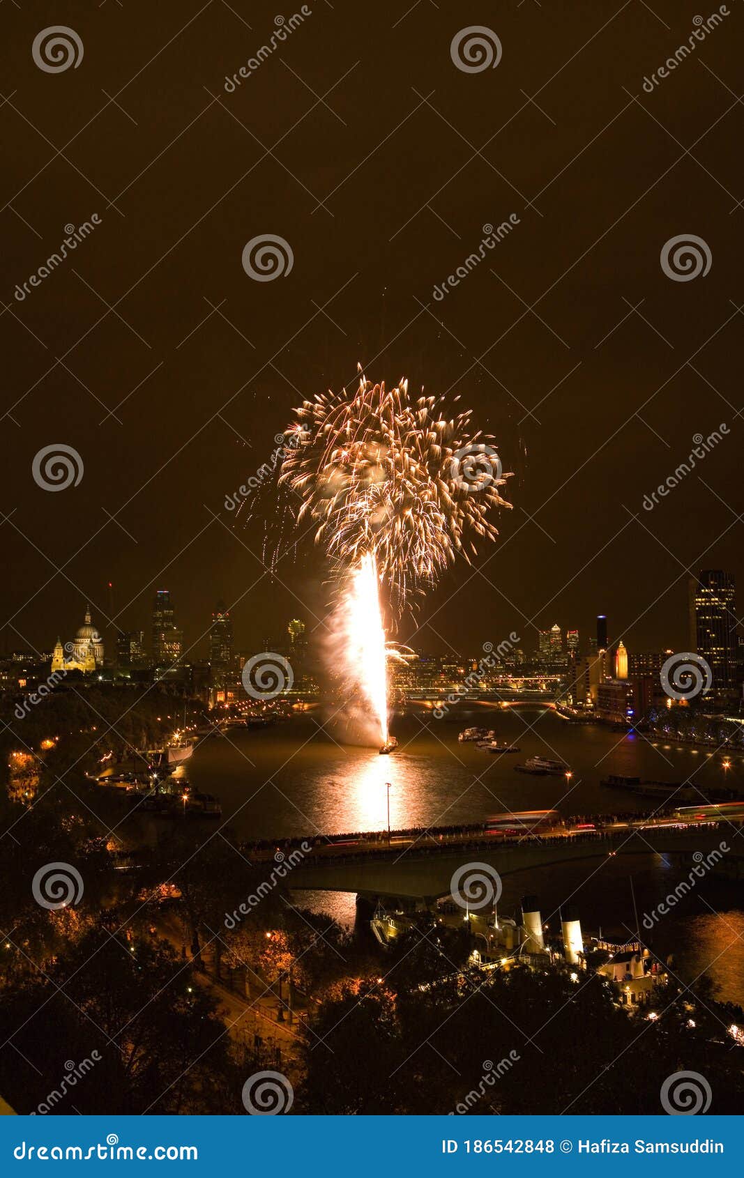 Fireworks Over River Thames. Conceptual Image Stock Photo - Image of ...
