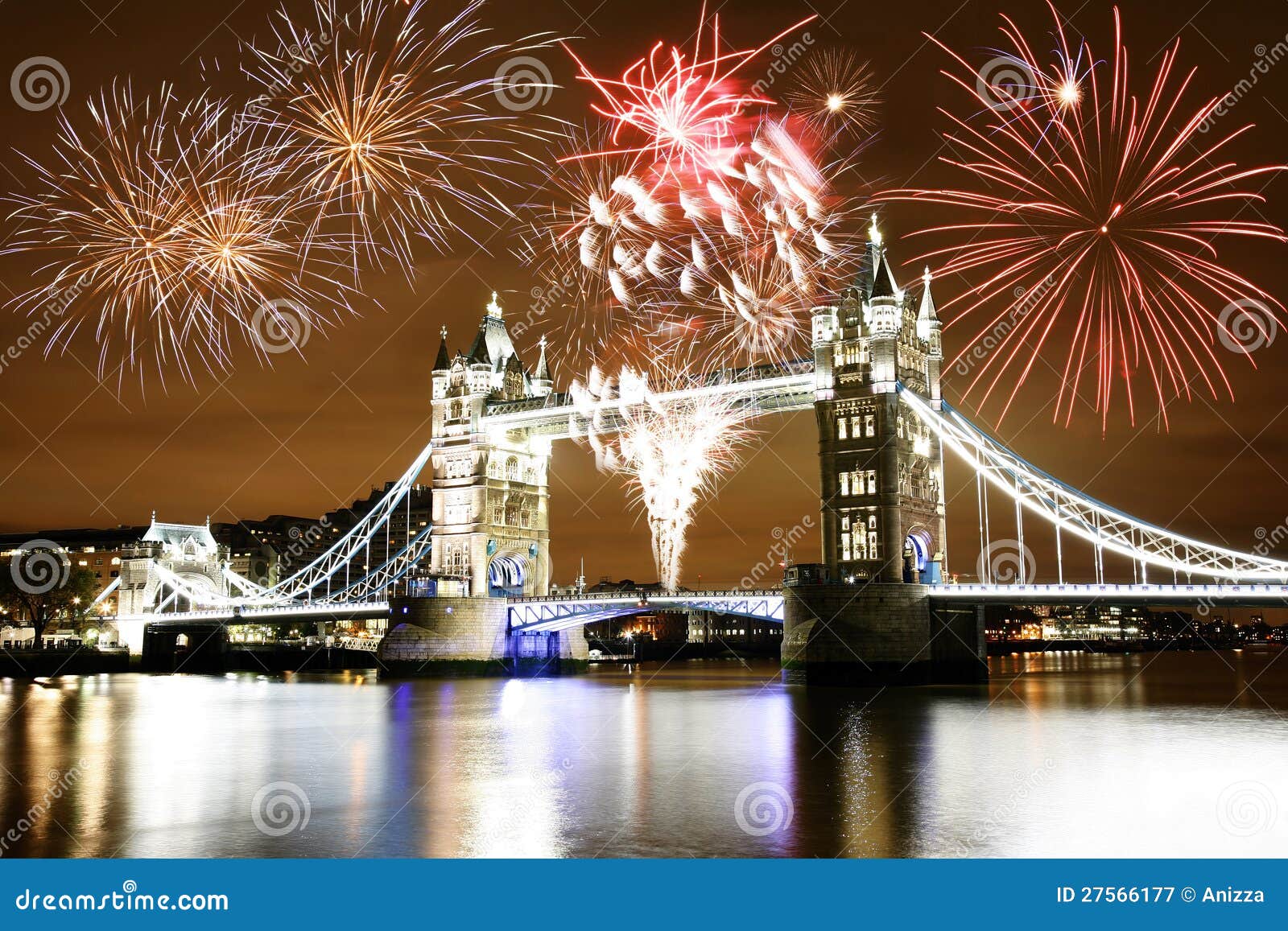 Fireworks Over Tower Bridge Stock Image - Image of firework, city: 27566177