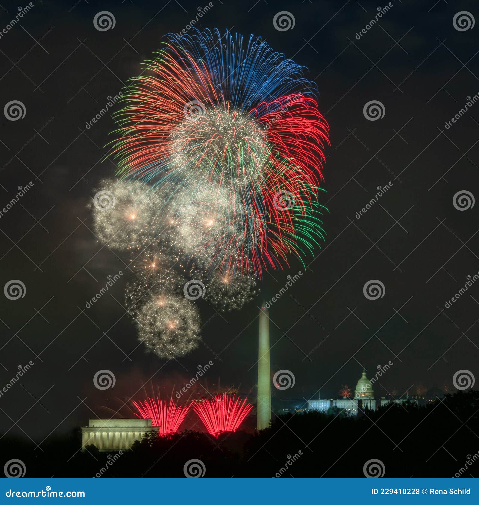 Fireworks Over Washington, DC USA Stock Photo - Image of washington ...