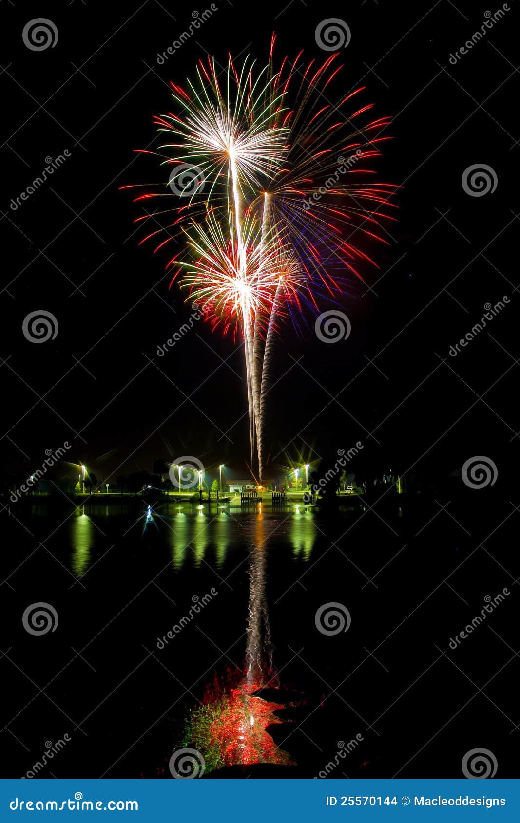 Fireworks over the water stock photo. Image of explosion - 25570144