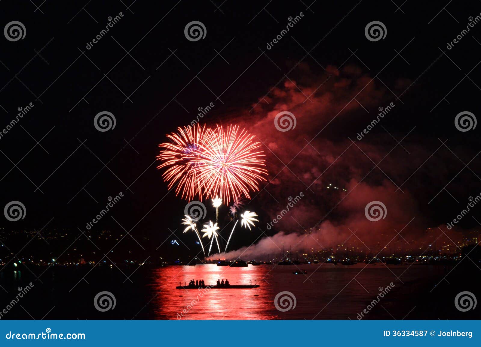 Fireworks Over Water stock image. Image of cheerful, explosion - 36334587