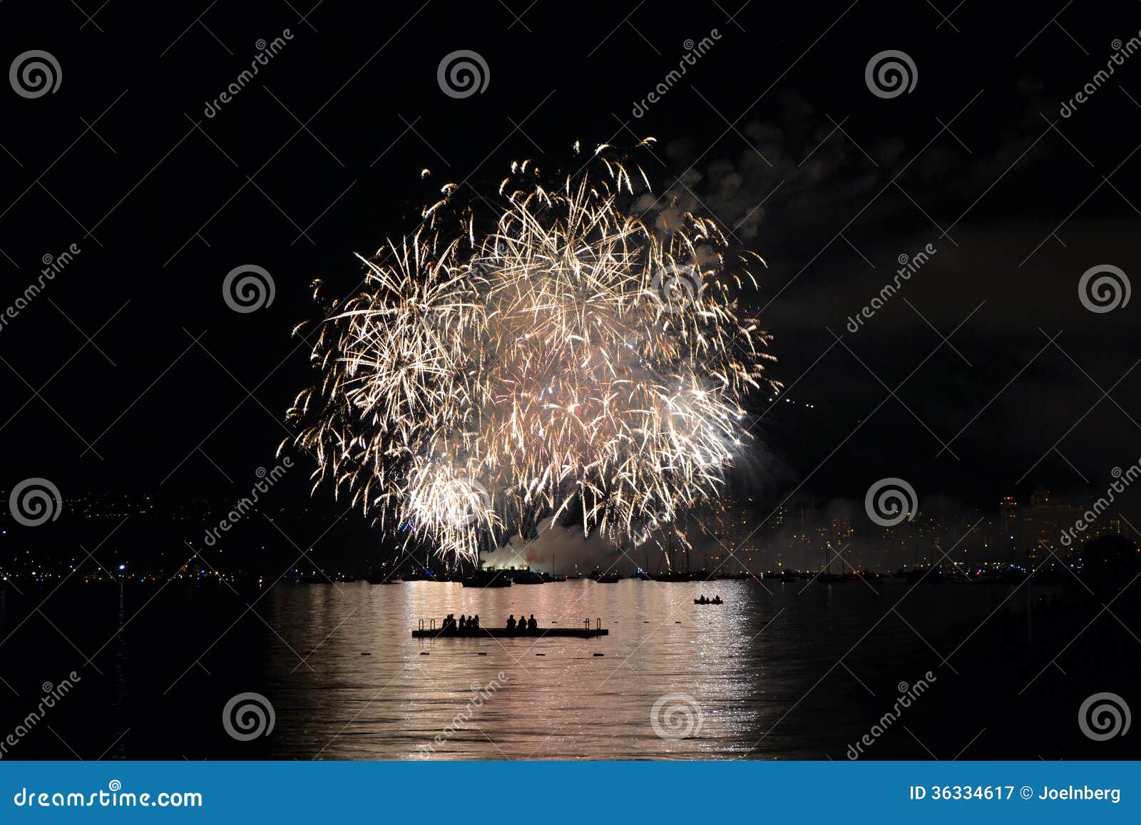 Fireworks Over Water stock image. Image of fire, enjoyment - 36334617