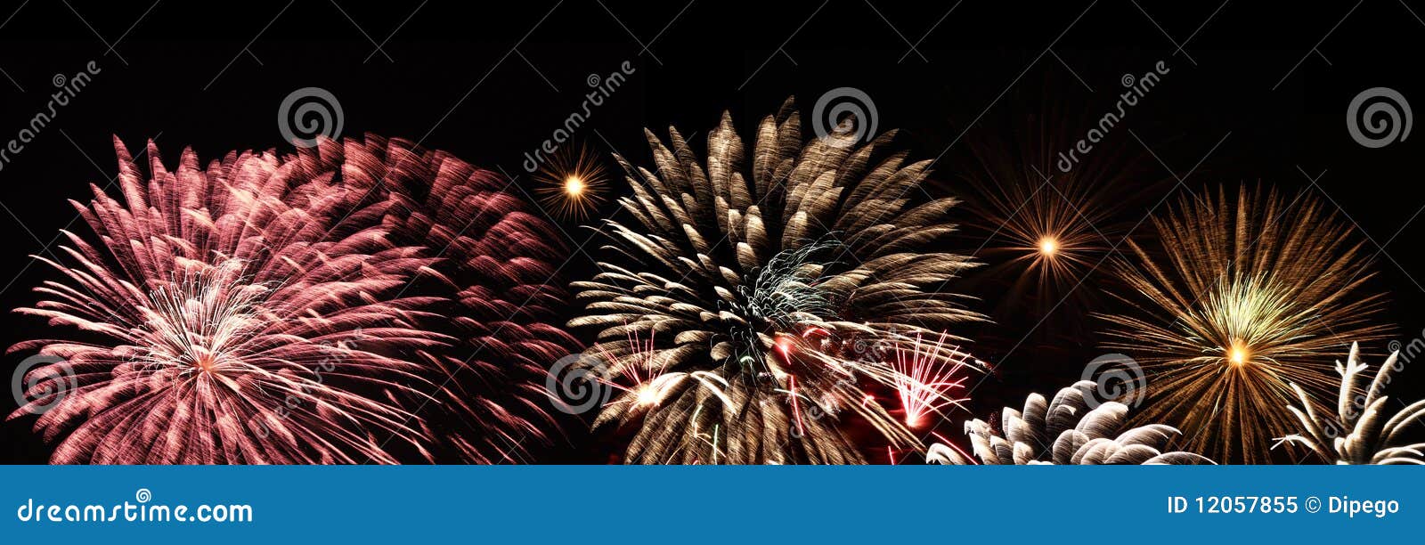 Fireworks panorama stock image. Image of fourth, explosive - 12057855