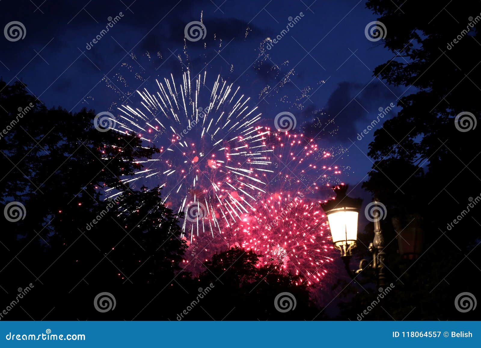 Fireworks park colorful stock image. Image of performance - 118064557