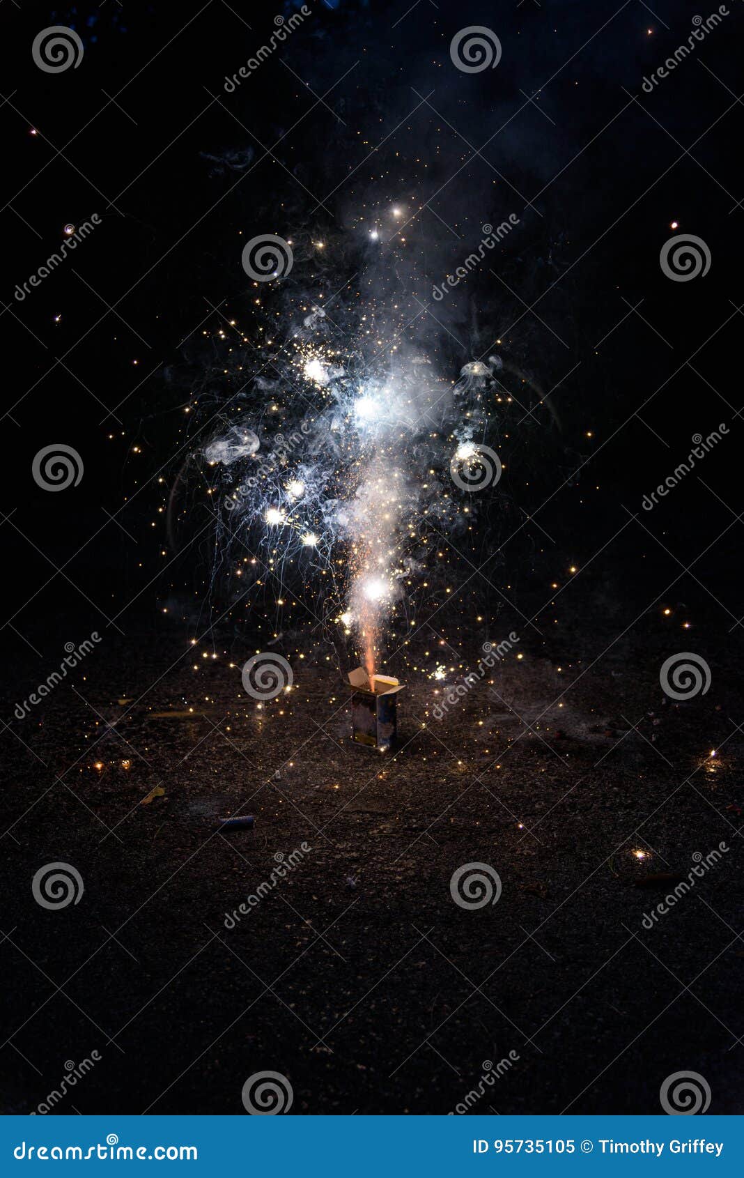 Fireworks in the Parking Lot Stock Image - Image of fountain, fireworks ...