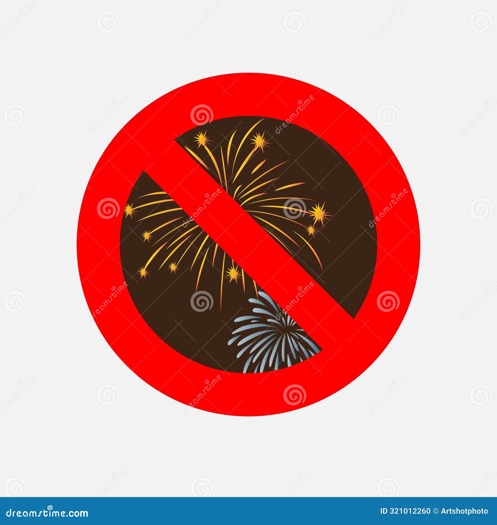 Red Circle Prohibition Sign with Fireworks, No Fireworks Allowed Stock ...