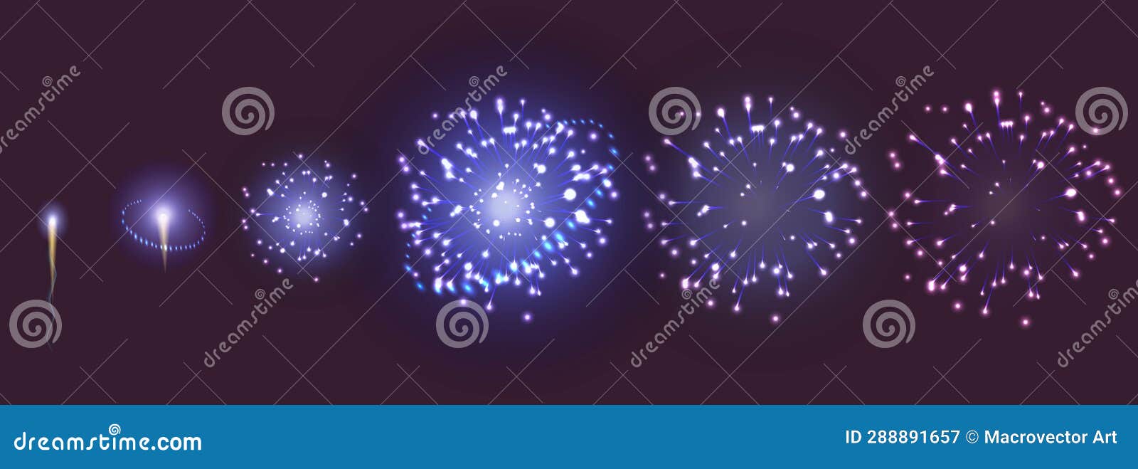Fireworks Realistic Animation Set with Isolated Images Representing ...