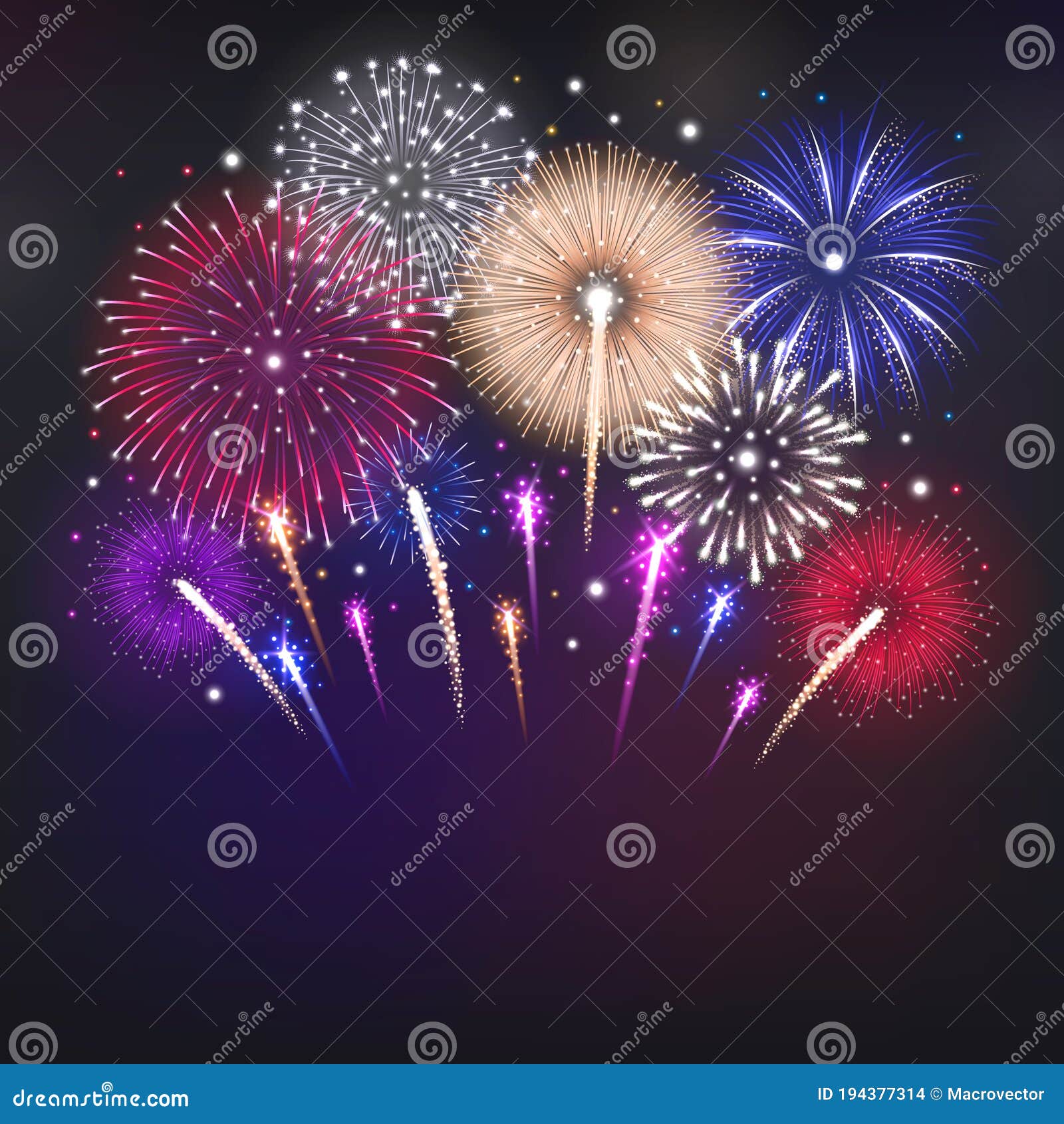 Fireworks Realistic Background Stock Vector - Illustration of fire ...
