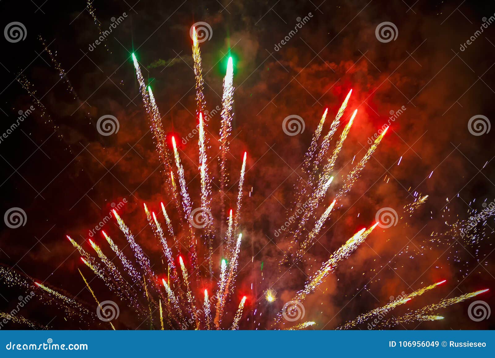 Fireworks on the red sky stock image. Image of sparks - 106956049