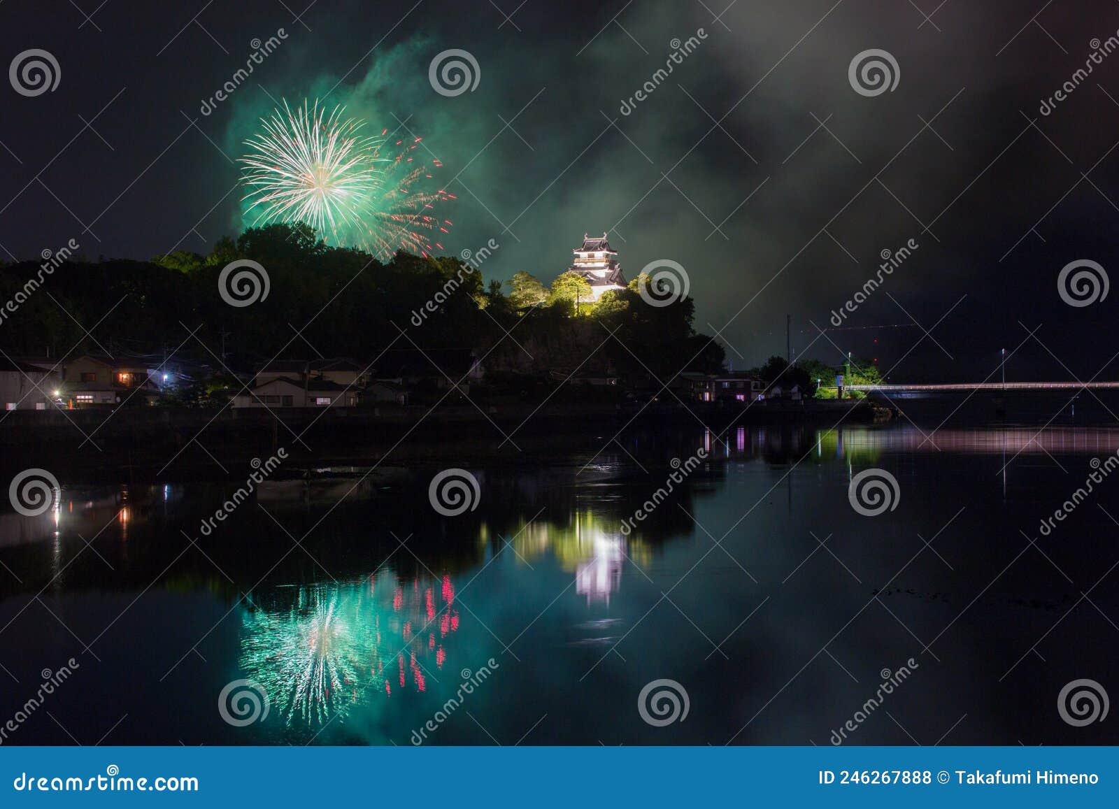 Castle and fireworks stock photo. Image of night, city - 246267888
