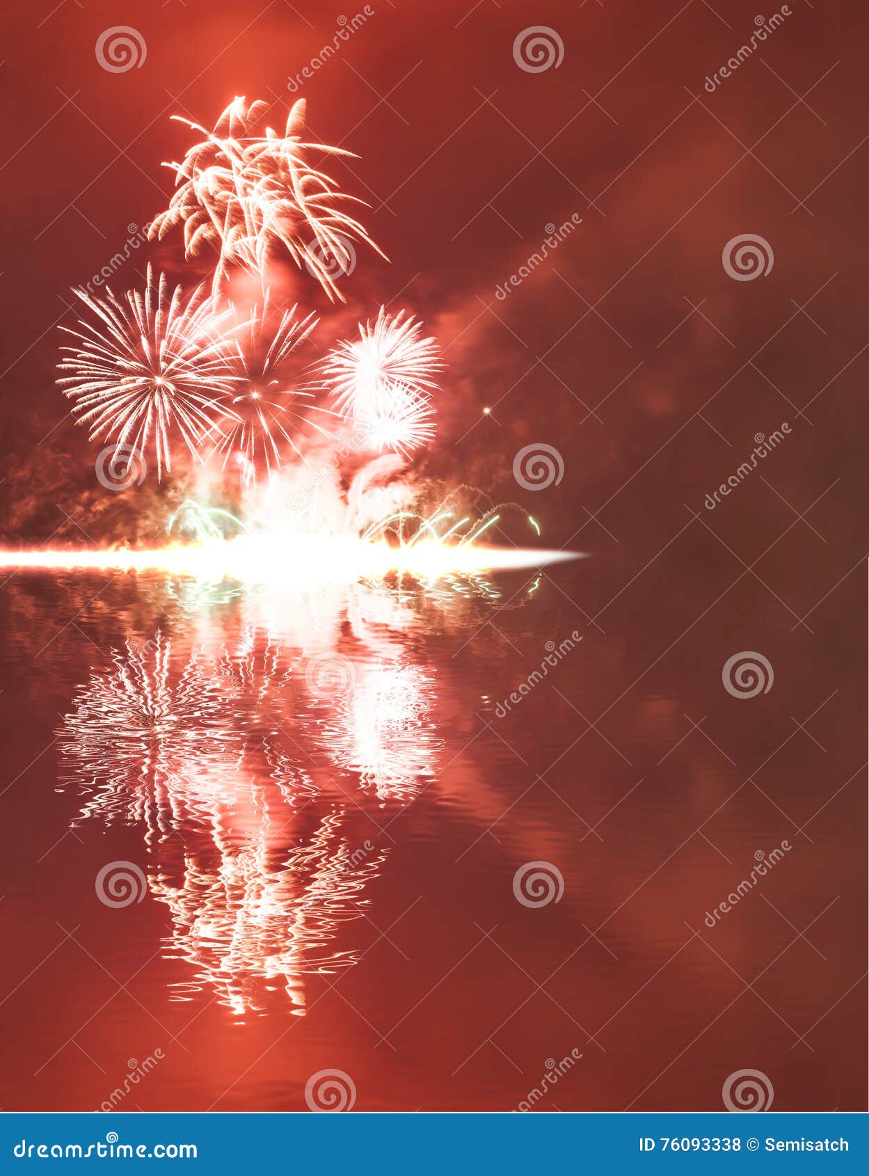 Fireworks Reflection in the Water Stock Photo - Image of evening ...