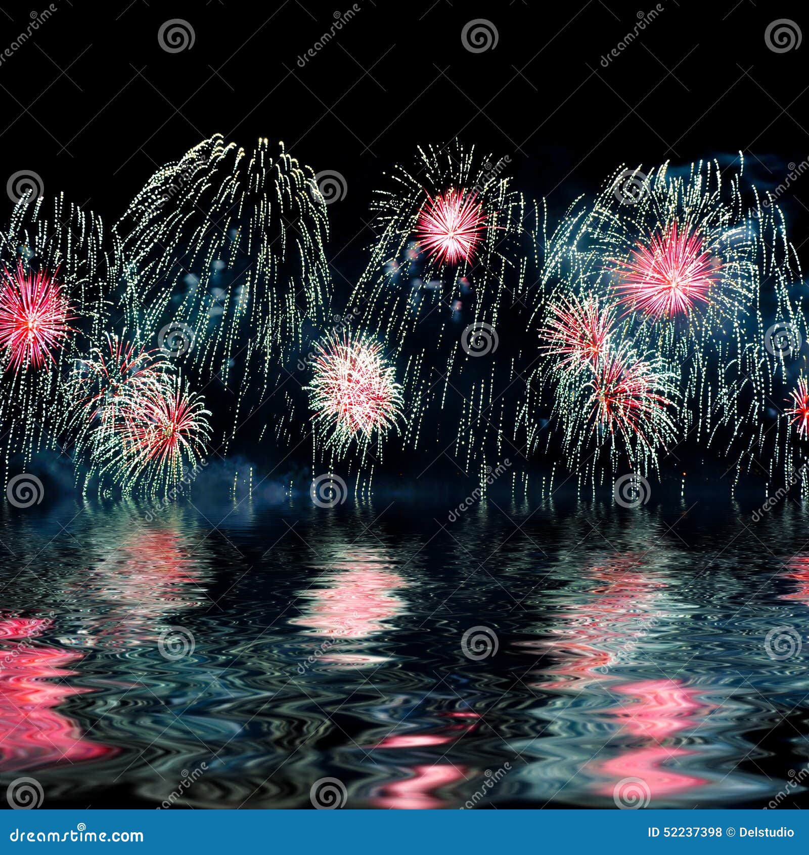 Fireworks and reflections stock photo. Image of festival - 52237398