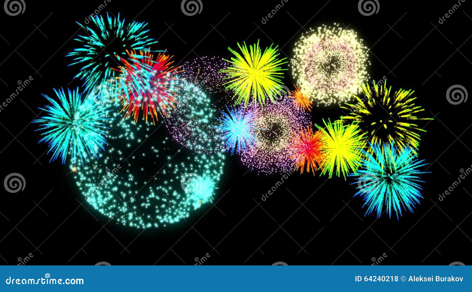 Fireworks render full hd stock footage. Video of entertainment - 64240218