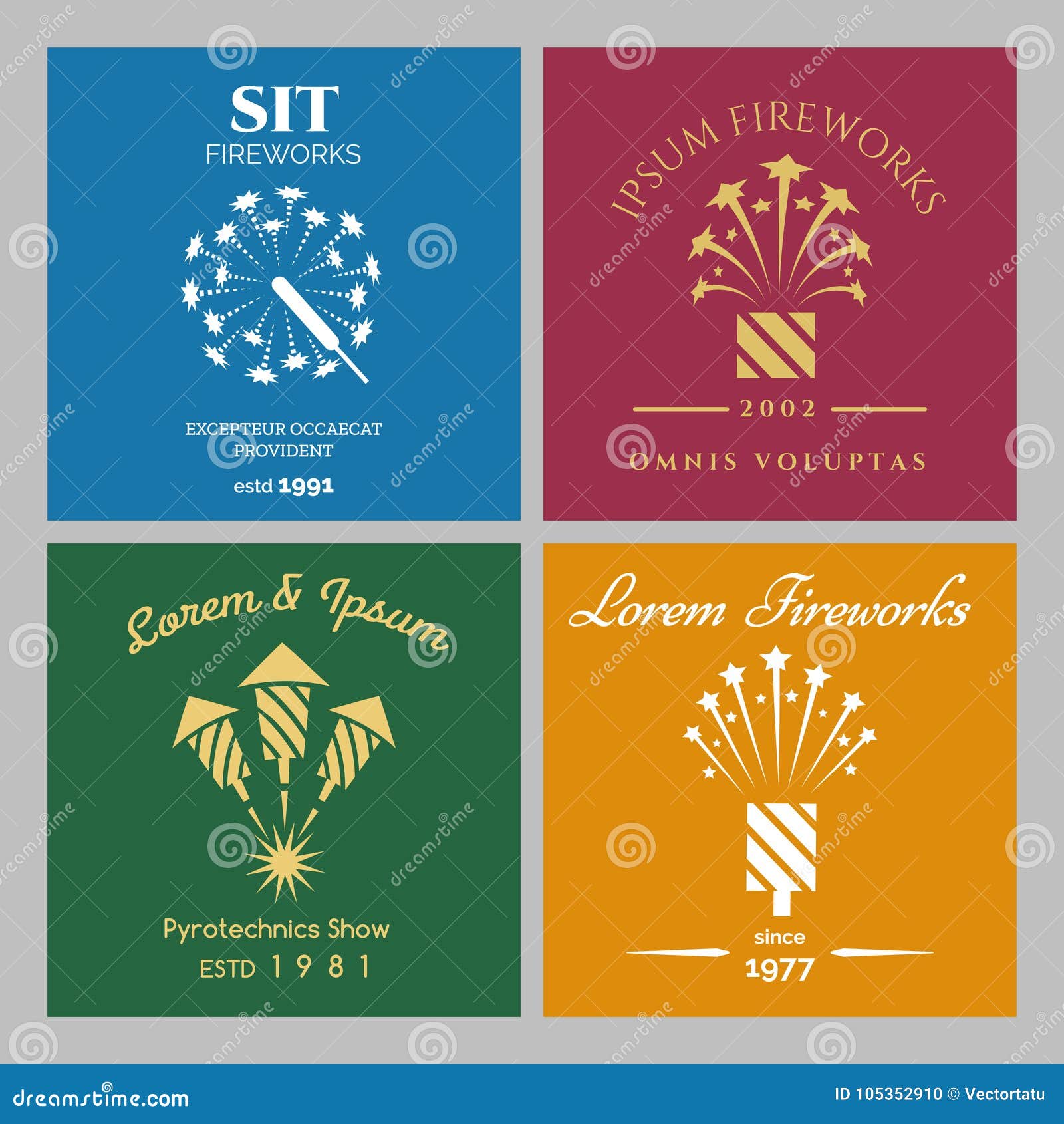 Fireworks retro posters stock vector. Illustration of drawing - 105352910