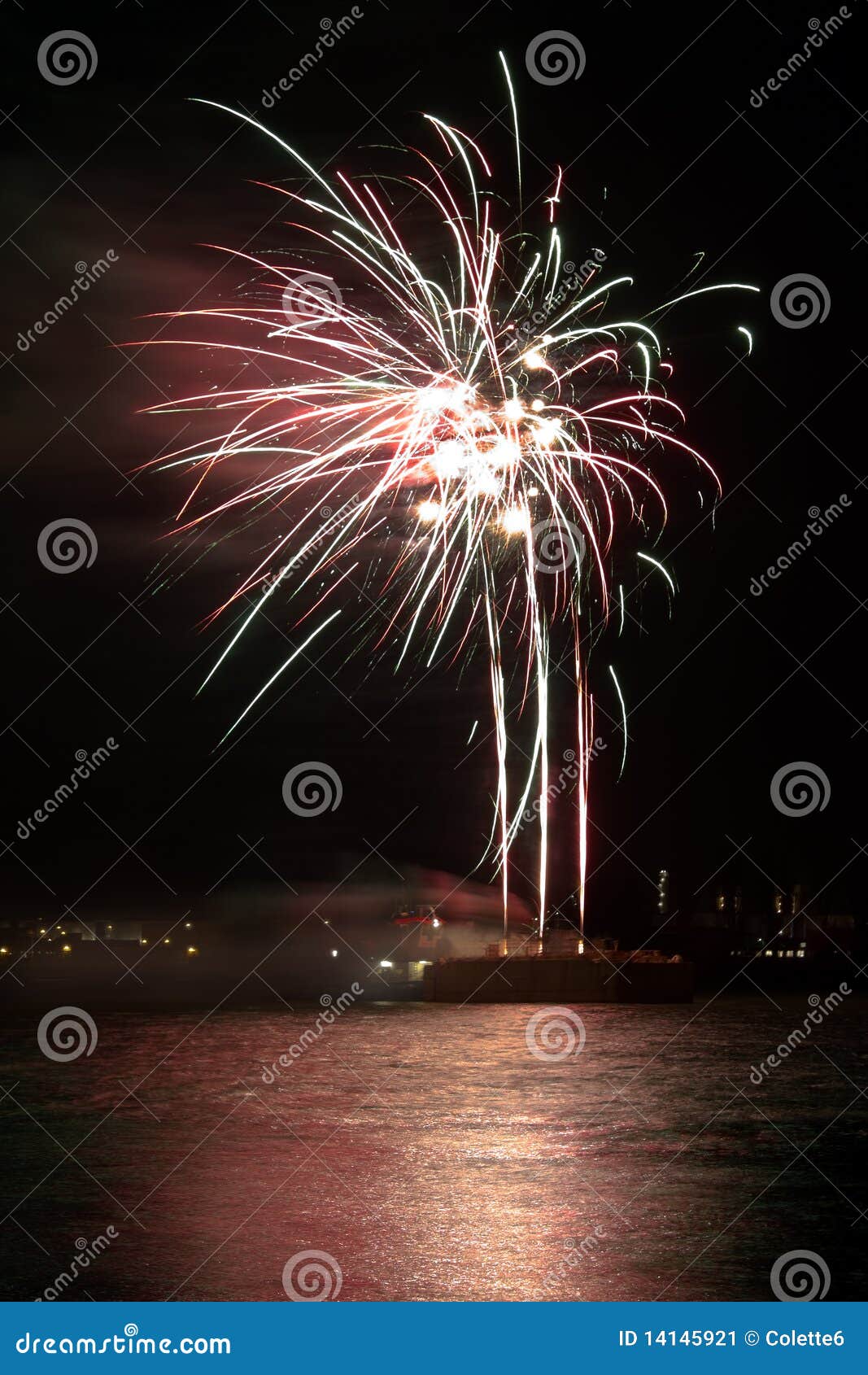 Fireworks on the river stock image. Image of festival - 14145921