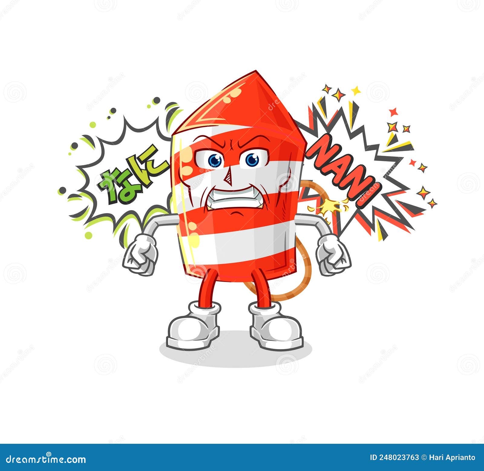 Fireworks Rocket Anime Angry Vector. Cartoon Character Stock Vector ...