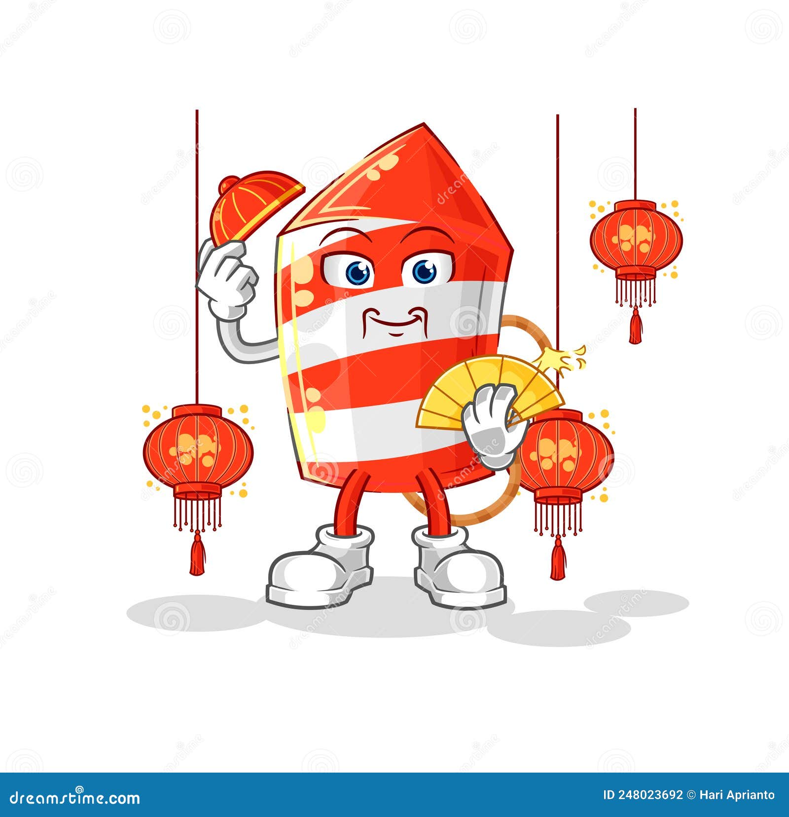 Fireworks Rocket Chinese with Lanterns Illustration. Character Vector ...